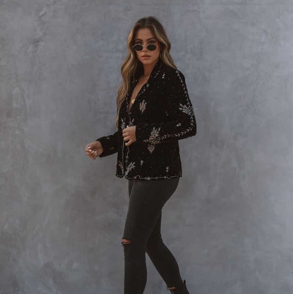 Vici | Jackets & Coats | Hostess Embellished Velvet Blazer | Poshmark